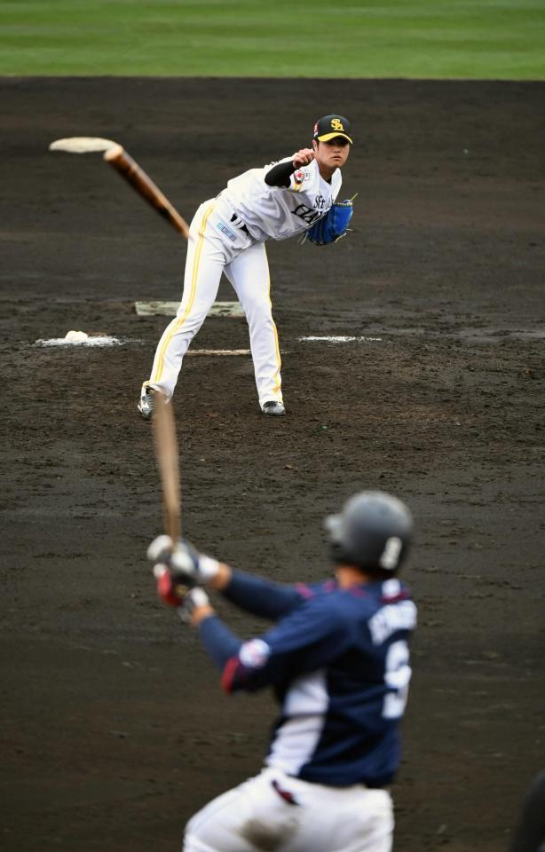 バット真っ二つ！ソフトバンク・甲斐野が衝撃“デビュー”/野球/デイリースポーツ online